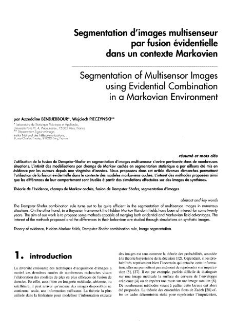 Champs aléatoires de Markov couples et segmentation des images - France