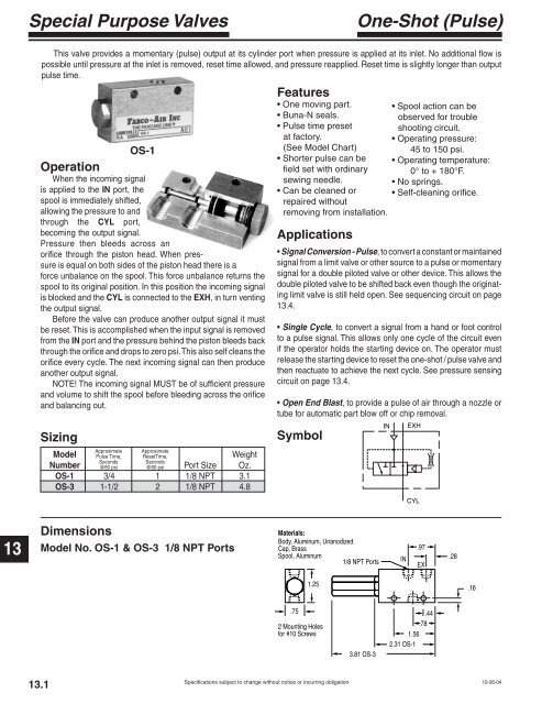 13 Special Purpose Valves One-Shot (Pulse) - Fabco-Air, Inc.