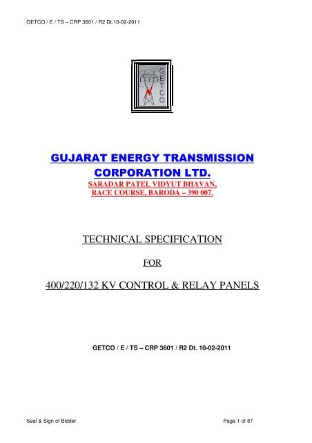 gujarat energy transmission corporation ltd. technical specification ...