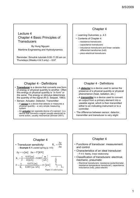 Lecture 4 Chapter 4 Basic Principles of Transducers Chapter 4 ...