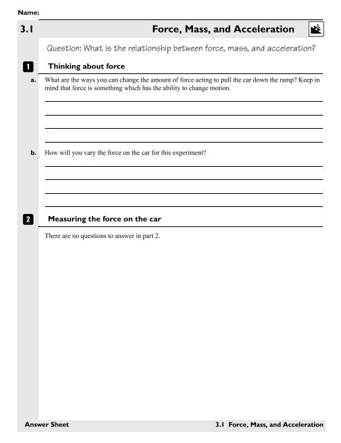 Force, Mass, and Acceleration