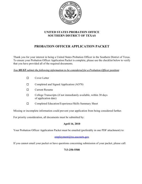 Sample Letter To Probation Officer