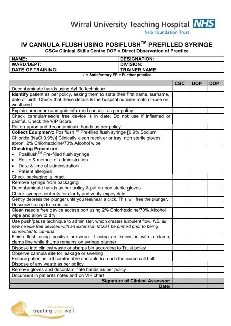 IV Cannula Flush - Wirral University Teaching Hospital NHS ...