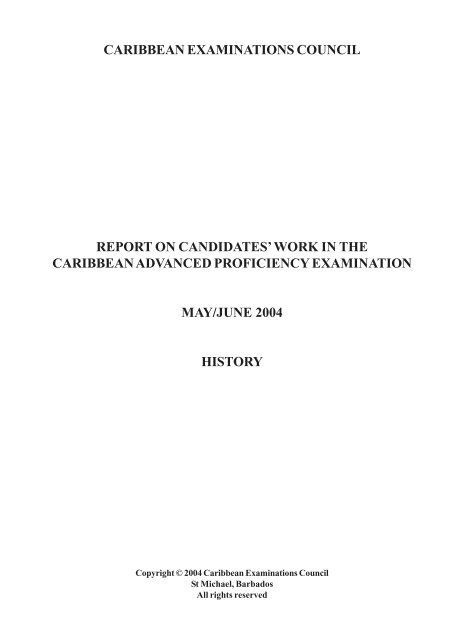 History - Caribbean Examinations Council