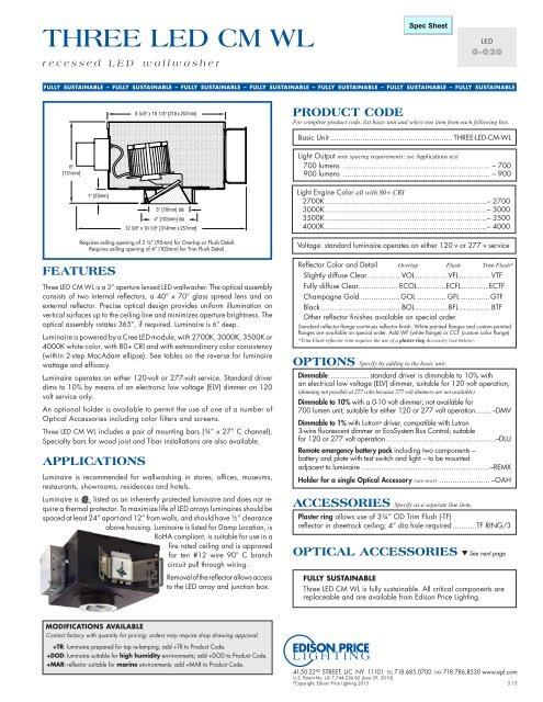 THREE LED CM WL - Edison Price Lighting