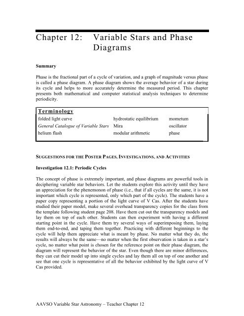 Chapter 12: Variable Stars and Phase Diagrams - AAVSO