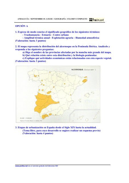 OPCIÓN A 1. Exprese de modo conciso el significado ... - Profes.net
