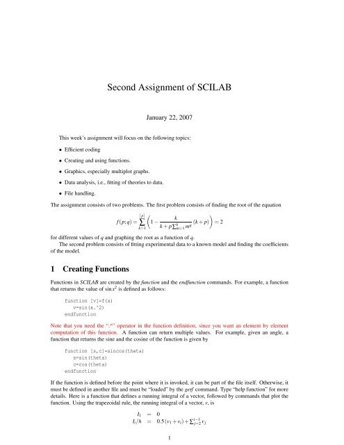 Second Assignment of SCILAB