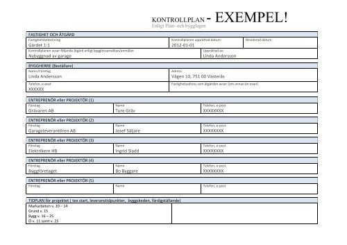 KONTROLLPLAN - EXEMPEL!