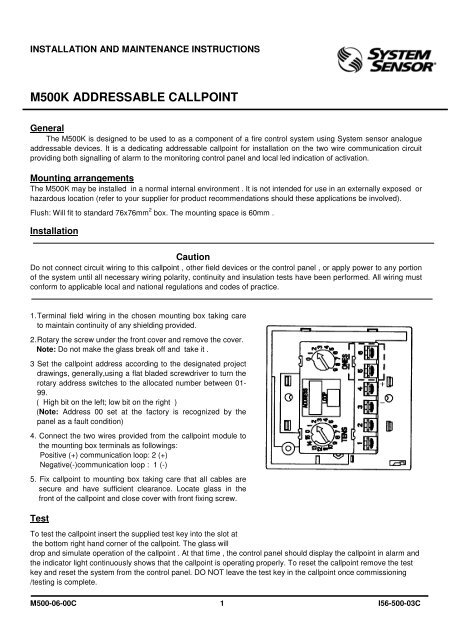 M500K ADDRESSABLE CALLPOINT