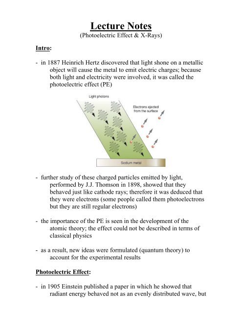 Lecture Notes (Photoelectric Effect & X-Rays) - Dickey Physics