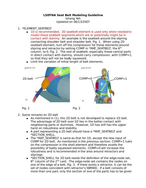 LSDYNA Seat Belt Modeling Guideline Isheng Yeh Updated on 06 ...