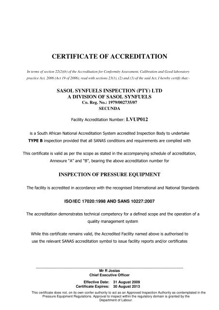 CERTIFICATE OF ACCREDITATION - Sanas