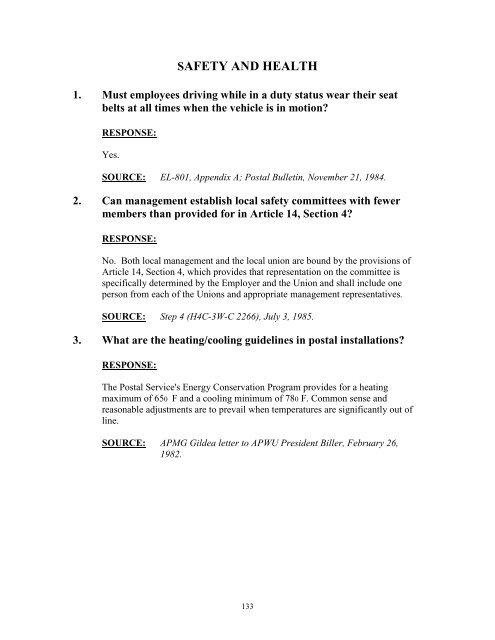 SAFETY AND HEALTH 1. Must