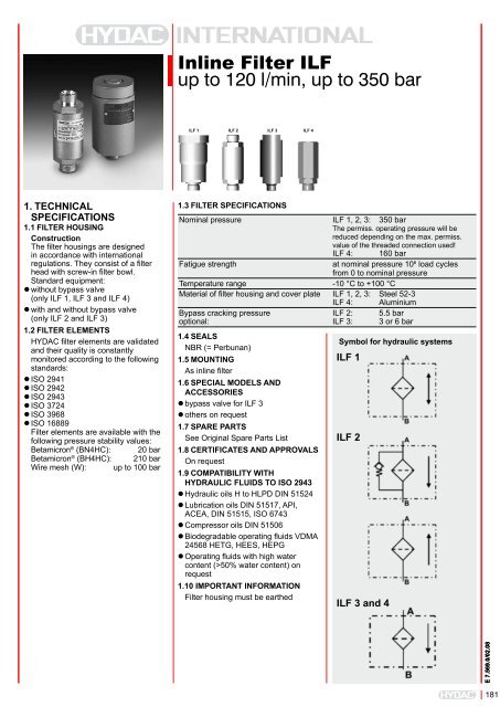 Hydac ILF Inline-Filter - Hasmak.com.tr