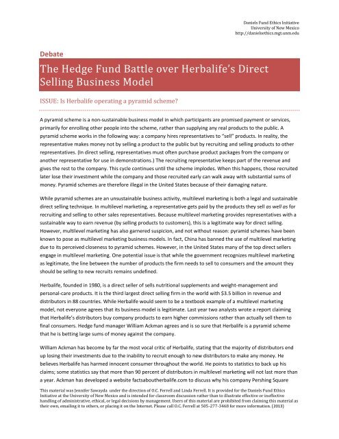 Herbalife DI - Daniels Fund Ethics Initiative - University of New Mexico