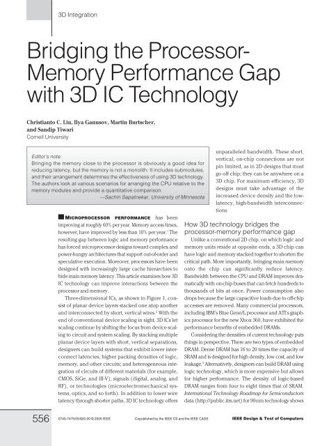 Bridging the Processor- Memory Performance Gap - Computer ...