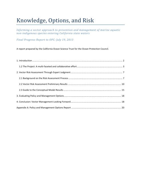 AIS Vector Risk Assessment Final Progress Report