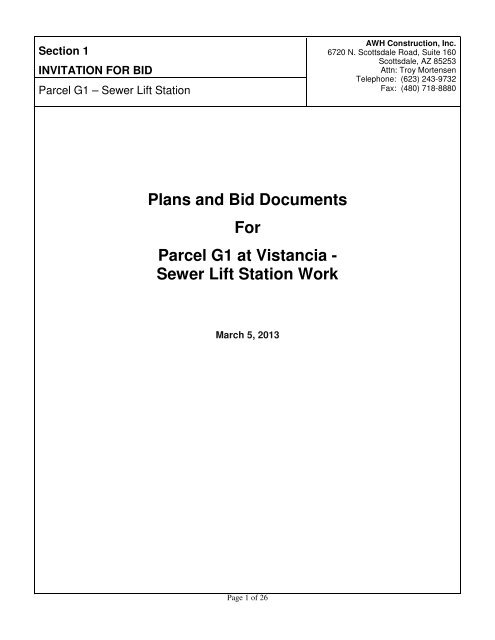 Parcel G1 Sewer Lift Station Bid Package - Garney Construction