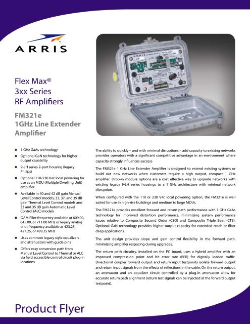 Flex MaxÂ® 321e 1GHz Line Extender Amplifer, FM321e ... - Arris