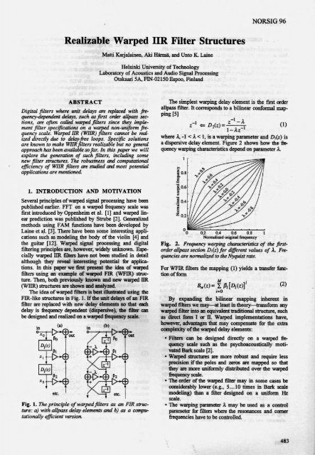 Realizable Warped IIR Filter Structures