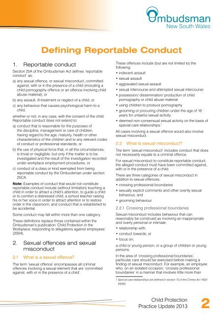 Defining Reportable Conduct - NSW Ombudsman