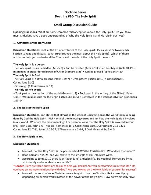 The Holy Spirit Small Group Discussion Guide - McLean Bible Church