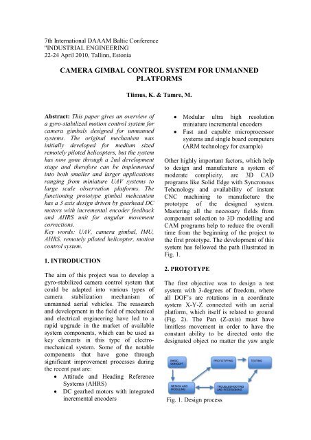 Camera Gimbal Control System for Unmanned Platforms