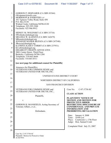 Motion for Protective Order