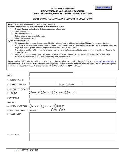 Bioinformatics Request Form - Sylvester Comprehensive Cancer ...
