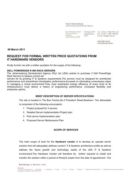 Download details in PDF format - Johannesburg Development Agency