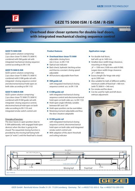 GEZE TS 5000 ISM / E-ISM / R-ISM - Bulcom2000.com