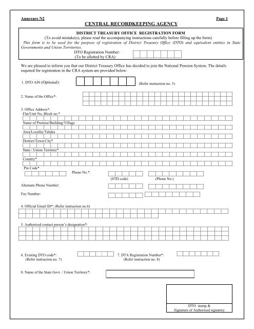 Form N2 : DTO Registration - CRA - NSDL
