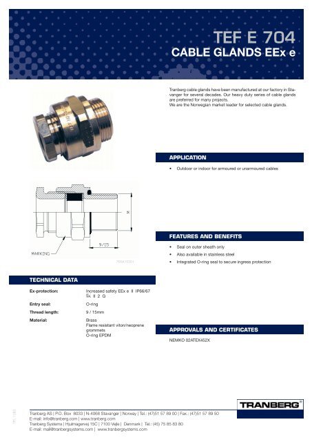 Datasheet - Tranberg