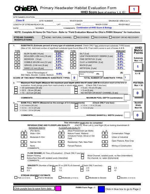Primary Headwater Habitat Evaluation Form