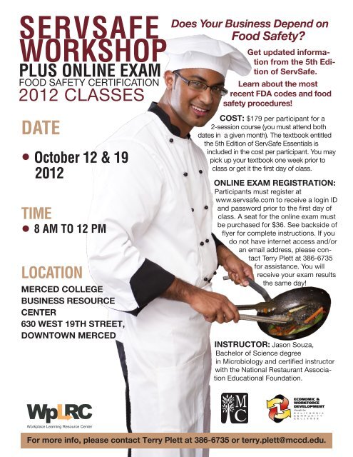 SERVSAFE WORKSHOP - Merced College Workplace Learning ... SERVSAFE WORKSHOP - Merced College Workplace Learning ...