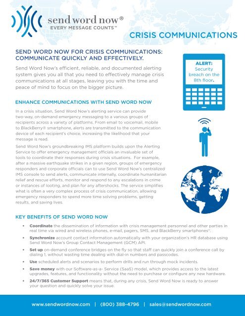 Send Word Now Crisis Communications Brochure