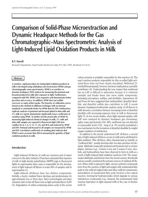 Comparison of Solid-Phase Microextraction and Dynamic Headspace