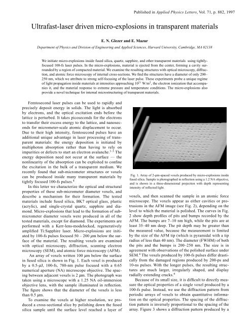 Ultrafast-laser driven micro-explosions in transparent materials