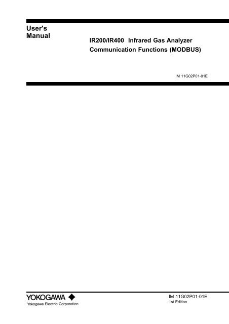 IR200/IR400 Infrared Gas Analyzer Communication ... - Yokogawa