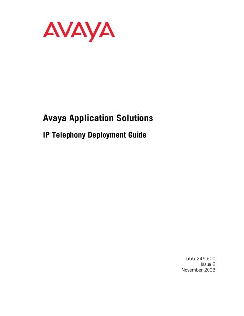 Avaya Application Solutions IP Telephony ... - Avaya Support