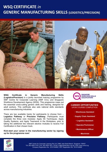 WSQ CERTIFICATE in GENERIC MANUFACTURING SKILLS ...