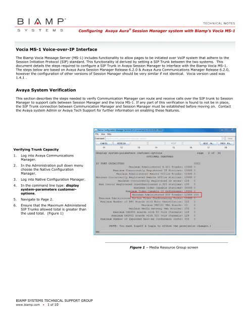 Configuring Avaya Aura® Session Manager system with Biamp's ...