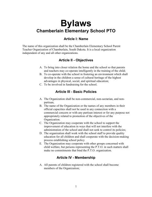 Elementary Student Council Bylaws