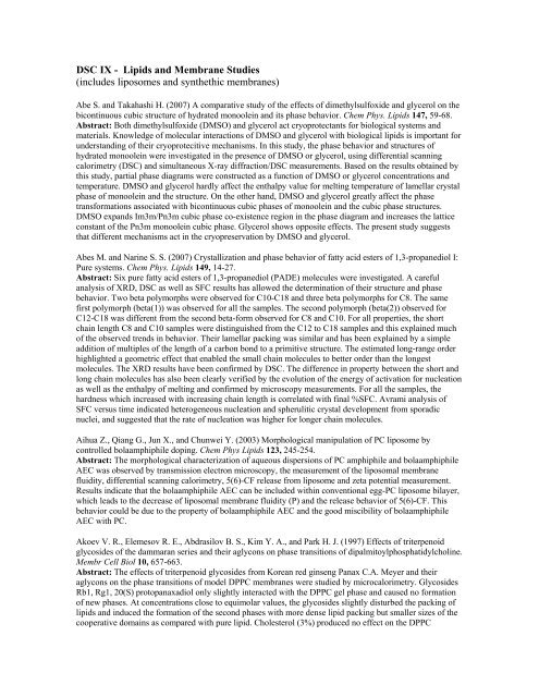 DSC lipids and membrane studies - MicroCal