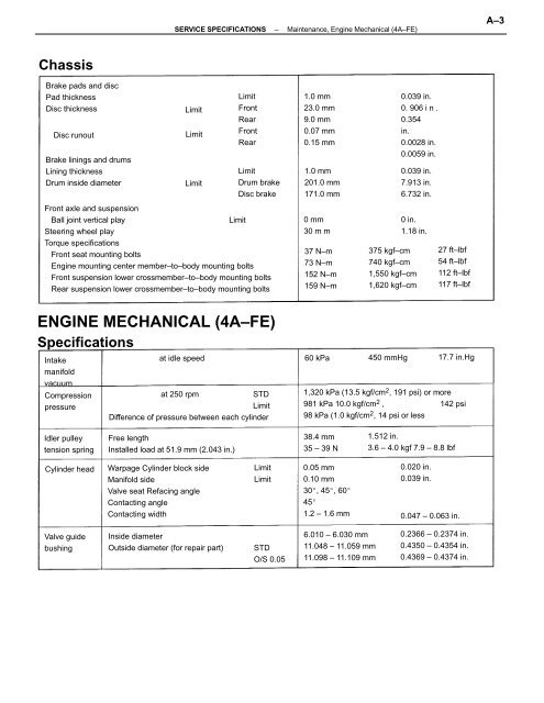 ENGINE MECHANICAL (4A–FE) - CelicaTech