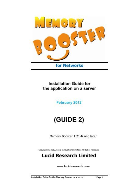 Memory Booster for Networks Installation Guide 2 - Lucid Research