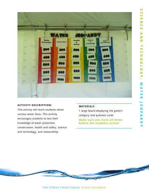water jeopardy - Water For Tomorrow