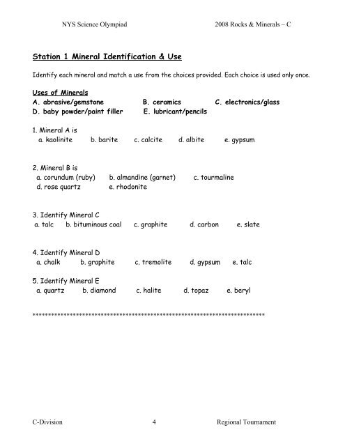 Station 1 Mineral Identification & Use