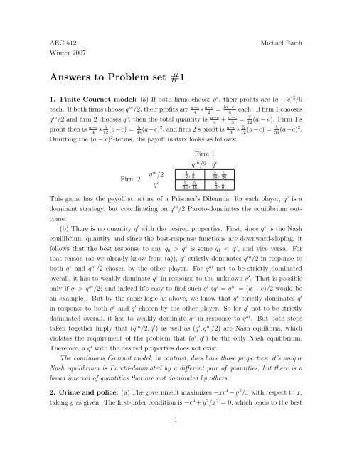 Answers to Problem set #1